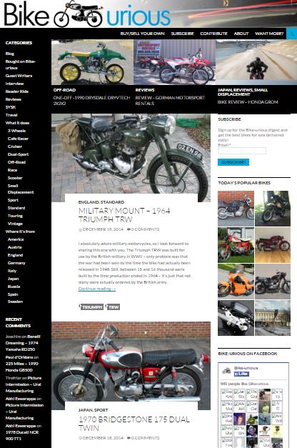 Bike-urious Old Web Page Design | Bike-urious